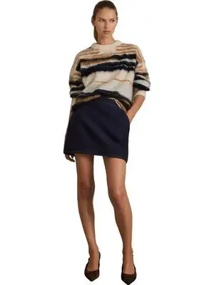 REISS Elise Wool-blend Mini Skirt - Navy