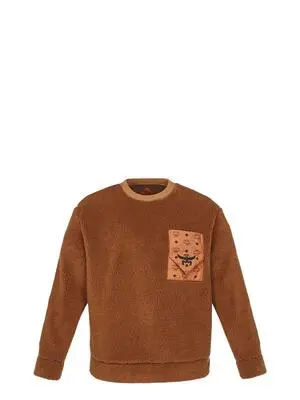 Mcm Monogram Pocket Fleece Sweatshirt - Cognac