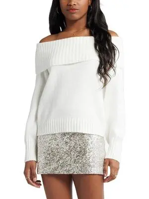 Bp. Off-the-Shoulder Sweater Ivory