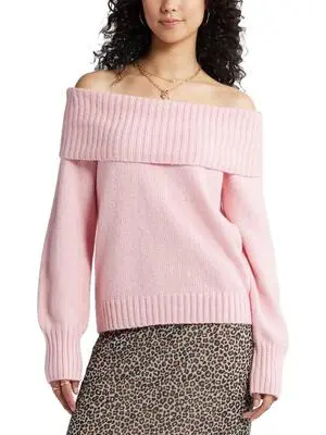 Bp. Off-the-shoulder Sweater - Pink Coral