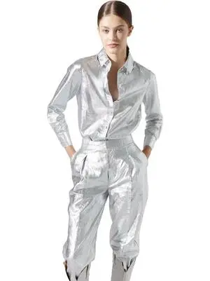 Lanhtropy Metallic Linen Top - Silver