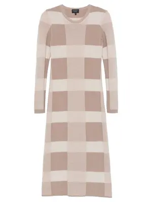 Emporio Armani Checked Midi Dress - Neutrals
