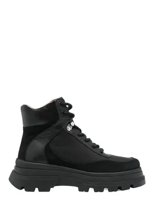 BOSS Lace-up Leather Ankle Boots - Black