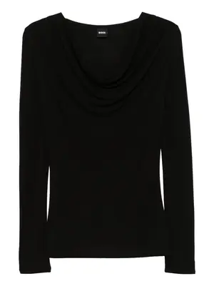 BOSS Cowl-neck Crepe Top - Black