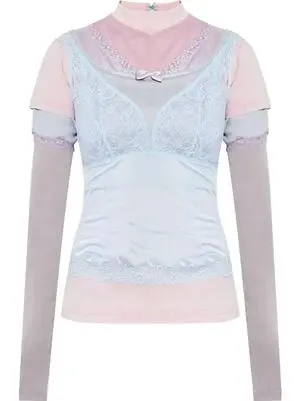 Balenciaga Layered Lace Top - Blue