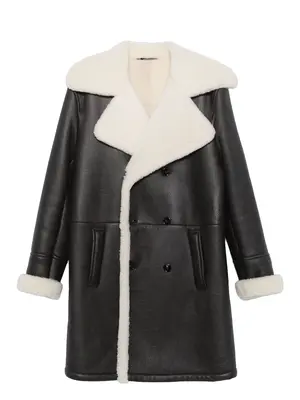 Dolce & Gabbana Leather Shearling Coat - Black