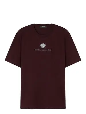 Versace Medusa Milano Embroidered T-shirt - Brown