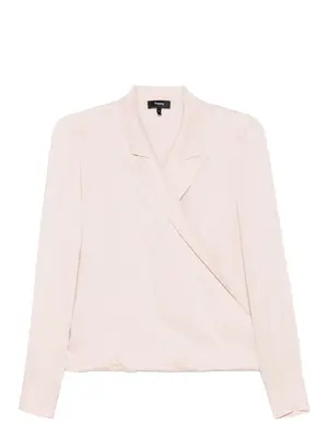 Theory Peak Lapel Wrap Blouse - Pink