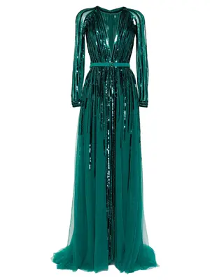 SAIID KOBEISY Sequin-embellished Dress - Green