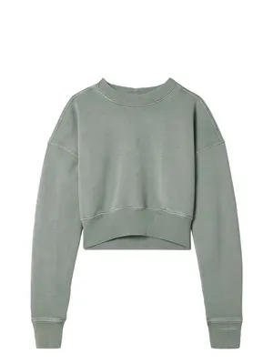 SLVRLAKE SLVRLAKE Cropped Cotton-Jersey Sweatshirt Light Green