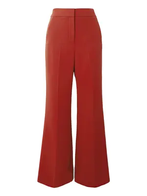 Veronica Beard Lebone Pleated Crepe Straight-leg Trousers - Red
