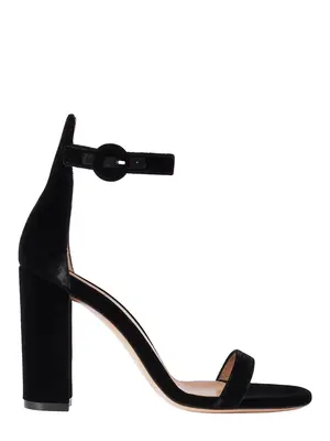 GIANVITO ROSSI Gaeta 105 Velvet Sandals - Black