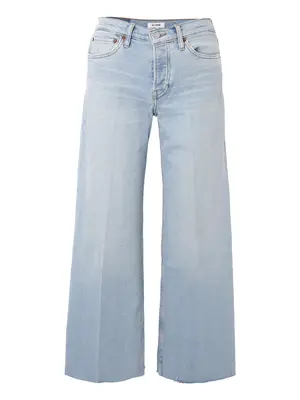 RE/DONE Frayed Wide-leg Jeans - Blue