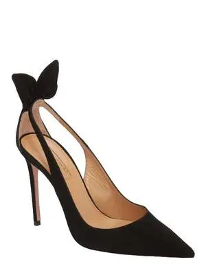 AQUAZZURA Bow Tie Pointed Toe Pump - Black
