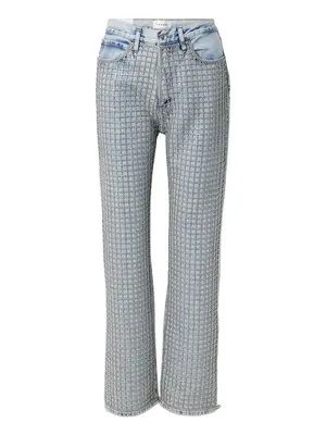 FRAME The Showgirl Crystal-embellished Straight-leg Jeans - Blue