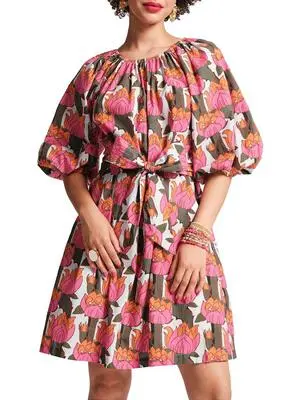 FRANCES VALENTINE Cotton Mini Dress - Pink/orange