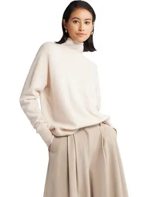 Nordstrom Oversize Cashmere Turtleneck Sweater Beige Beach