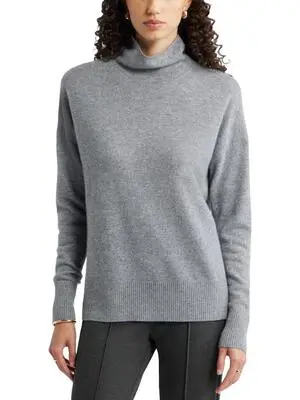 Nordstrom Oversize Cashmere Turtleneck Sweater - Grey Night