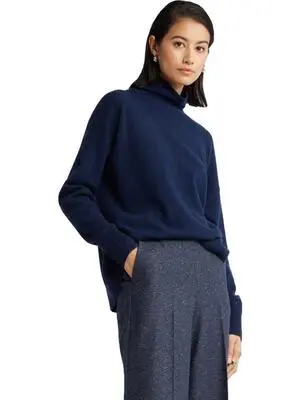 Nordstrom Oversize Cashmere Turtleneck Sweater - Navy Night