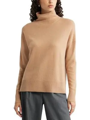Nordstrom Oversize Cashmere Turtleneck Sweater - Tan Tannin