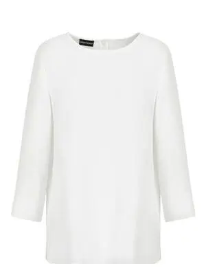 Emporio Armani Envers-satin 3/4 Sleeve Blouse - White