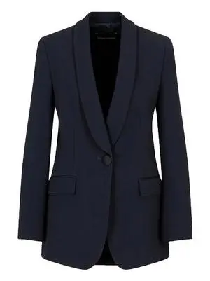 Emporio Armani Single-breasted Blazer In Envers Satin - Blue / Navy