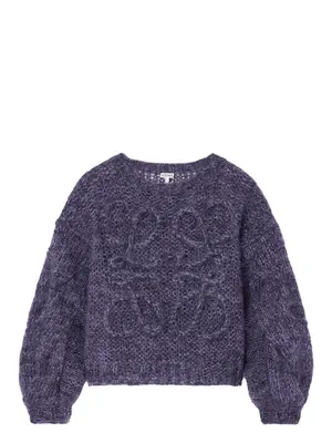 Loewe Anagram Embroidered Mohair-blend Sweater - Purple