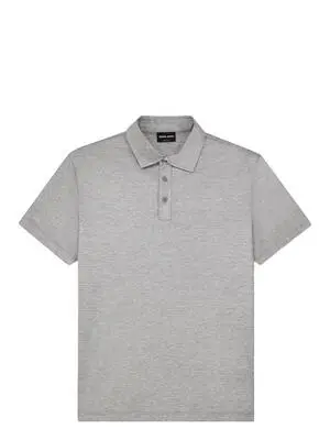 Giorgio Armani Silk And Cotton-Mélange Jersey Polo Shirt Natural