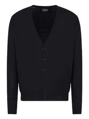 Giorgio Armani Virgin-wool Cardigan - Black