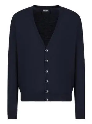 Giorgio Armani Virgin-wool Cardigan - Navy