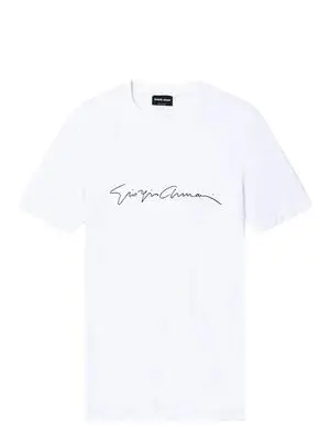 Giorgio Armani Asv Stretch-viscose T-shirt With Signature Logo - White