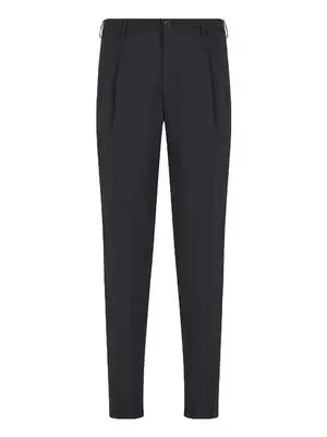 Giorgio Armani Two-dart Trousers In Silk-blend Twill - Blue