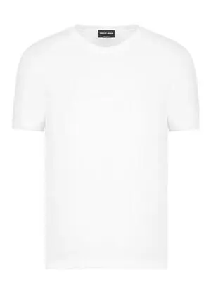 Giorgio Armani V-neck T-shirt Icon In Stretch Viscose Jersey - White