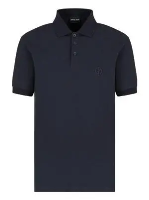 Giorgio Armani Stretch Cotton Piqué Polo Shirt - Blue