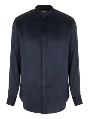 Giorgio Armani Regular-fit Silk Shirt - Blue