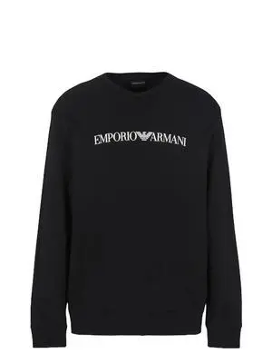 Emporio Armani Modal-blend Sweatshirt With Logo - Black
