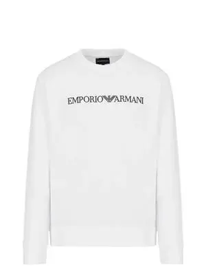 Emporio Armani Modal-blend Sweatshirt With Logo - White