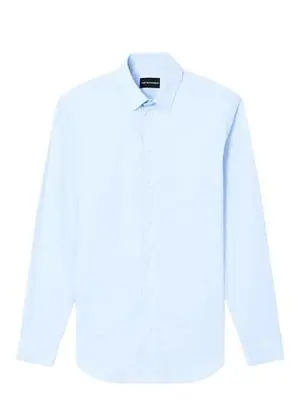 Emporio Armani Stretch Cotton Poplin Shirt - Blue