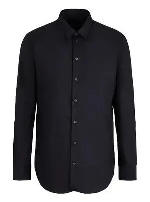 Emporio Armani Stretch Cotton Poplin Shirt - Navy