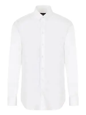 Emporio Armani Stretch Cotton Poplin Shirt - White