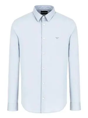 Emporio Armani Stretch Nylon-blend Shirt - Blue