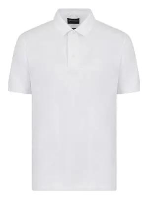 Emporio Armani Asv Lyocell-blend Jersey Polo Shirt - White