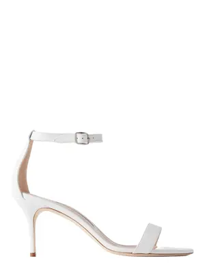Manolo Blahnik Chaos 70 Leather Sandals - White