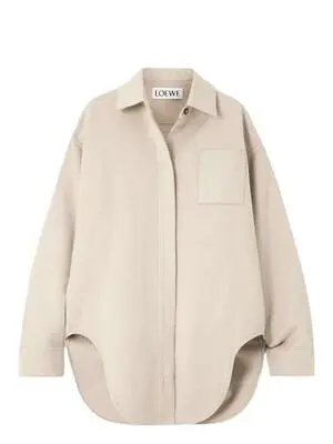 Loewe Leather-trimmed Wool And Cashmere-blend Jacket - Cream