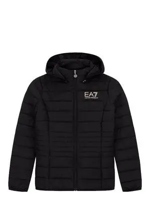 EA7 Recycled Technical Fabric Padded Hooded Jacket - Black