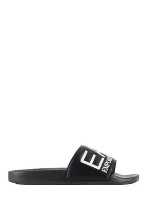 Emporio Armani Ea7 Slides With Oversized Logo - Black