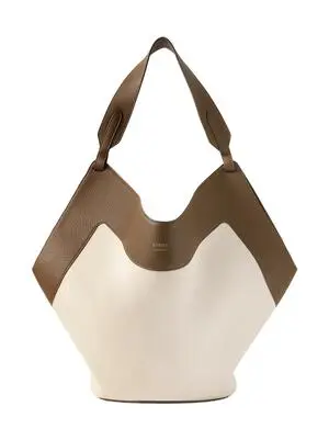 Khaite Lotus Medium Leather-trimmed Canvas Tote - Neutrals