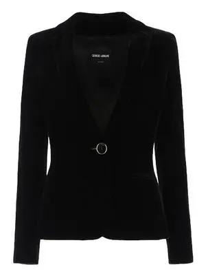 Giorgio Armani Single-breasted Velvet Jacket - Black