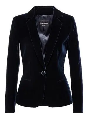 Giorgio Armani Single-breasted Velvet Jacket - Blue