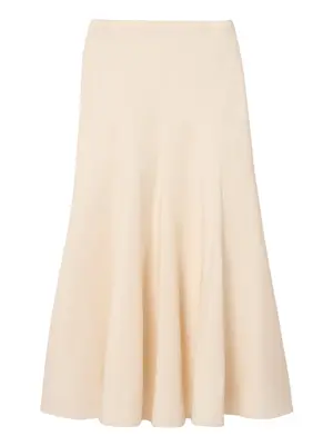Khaite Lenno Silk And Cotton-blend Midi Skirt - Ecru